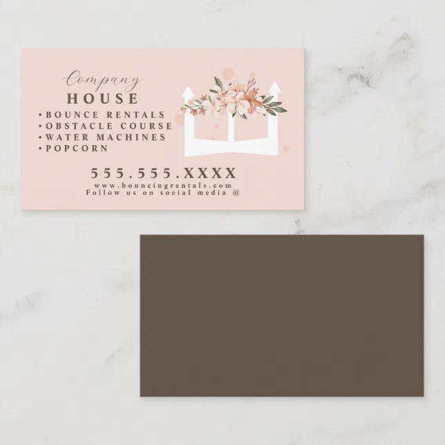 White Inflatable Castle House Bounce Party Rental Business Card | Zazzle