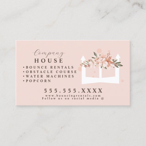 White Inflatable Castle House Bounce Party Rental Business Card | Zazzle
