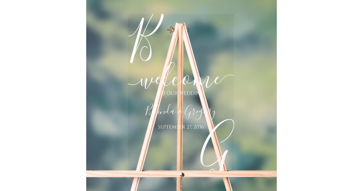 White Initials Wedding Welcome Sign | Zazzle