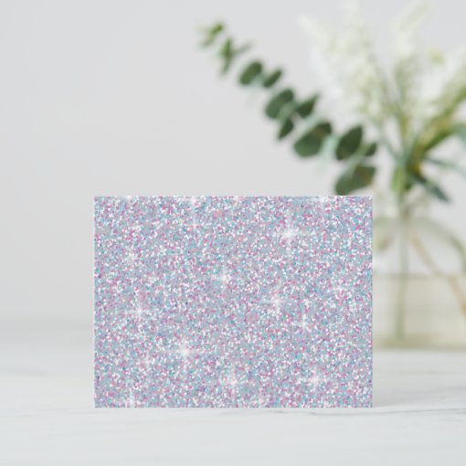 White iridescent glitter postcard | Zazzle