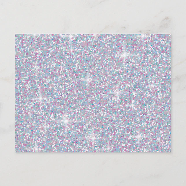White iridescent glitter postcard | Zazzle