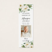 White Ivory Floral Photo Funeral Memorial Bookmark | Zazzle