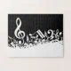 White Jumbled Musical Notes on Black Jigsaw Puzzle | Zazzle