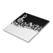 White Jumbled Musical Notes on Black Tile | Zazzle