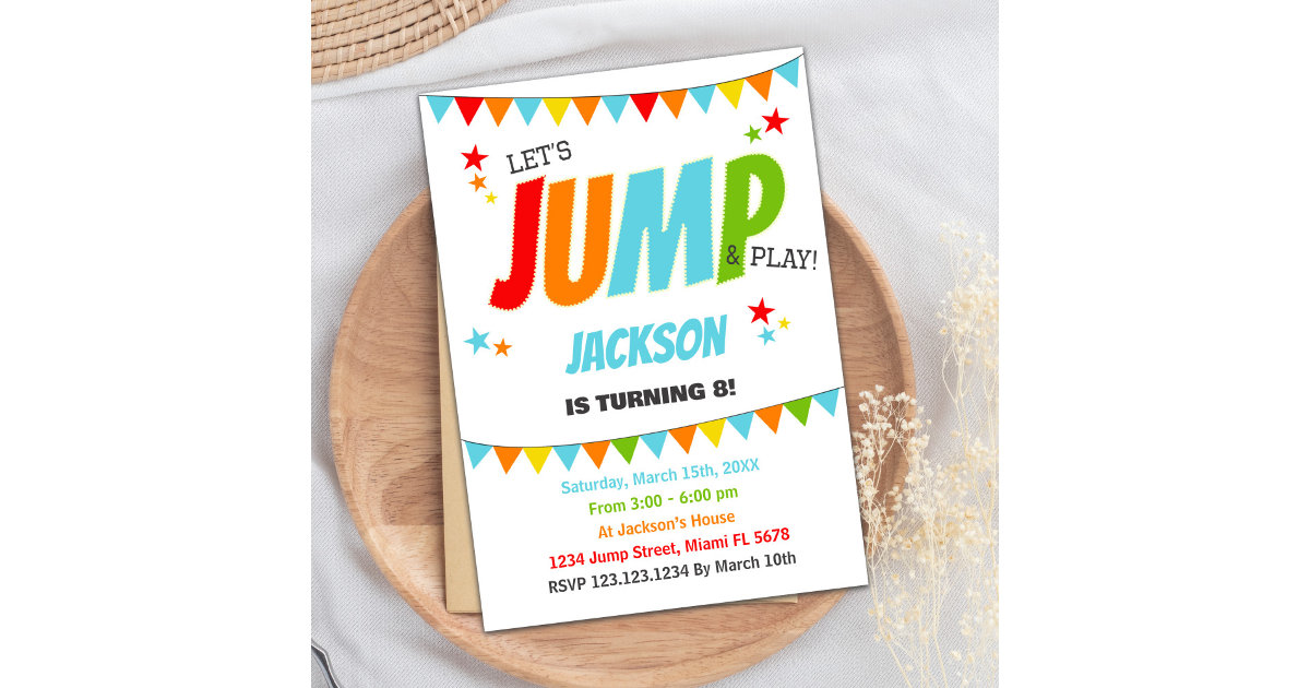 White Jump Birthday Invitations | Zazzle