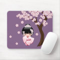 White Kimono Kokeshi Doll - Japanese Geisha Girl Mouse Pad | Zazzle