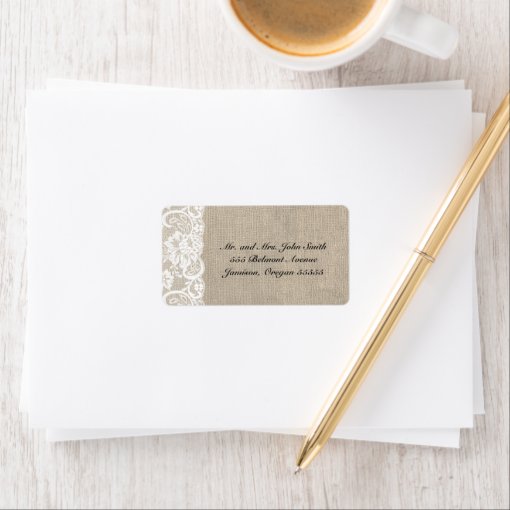 White Lace and Burlap Address Labels | Zazzle