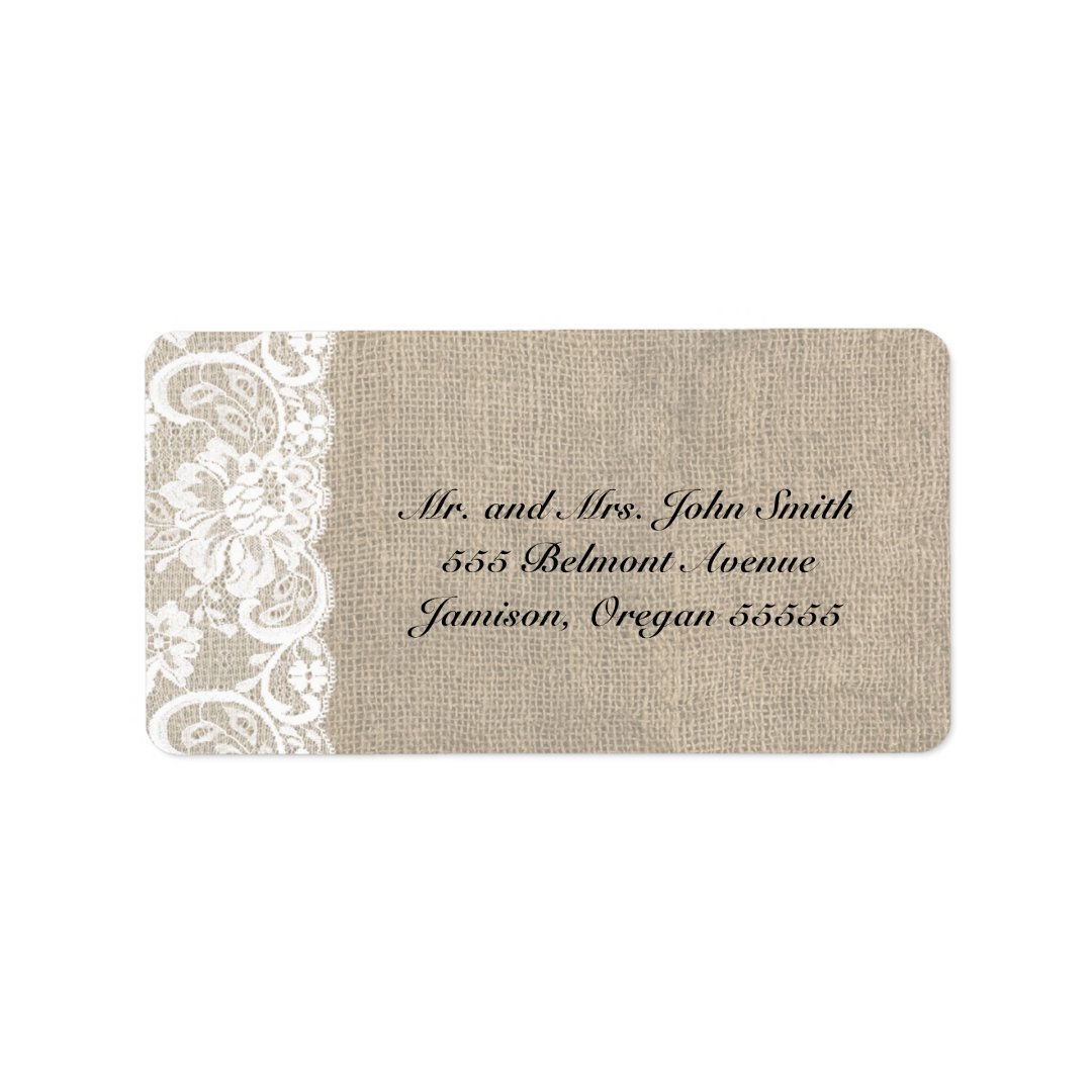 White Lace and Burlap Address Labels | Zazzle