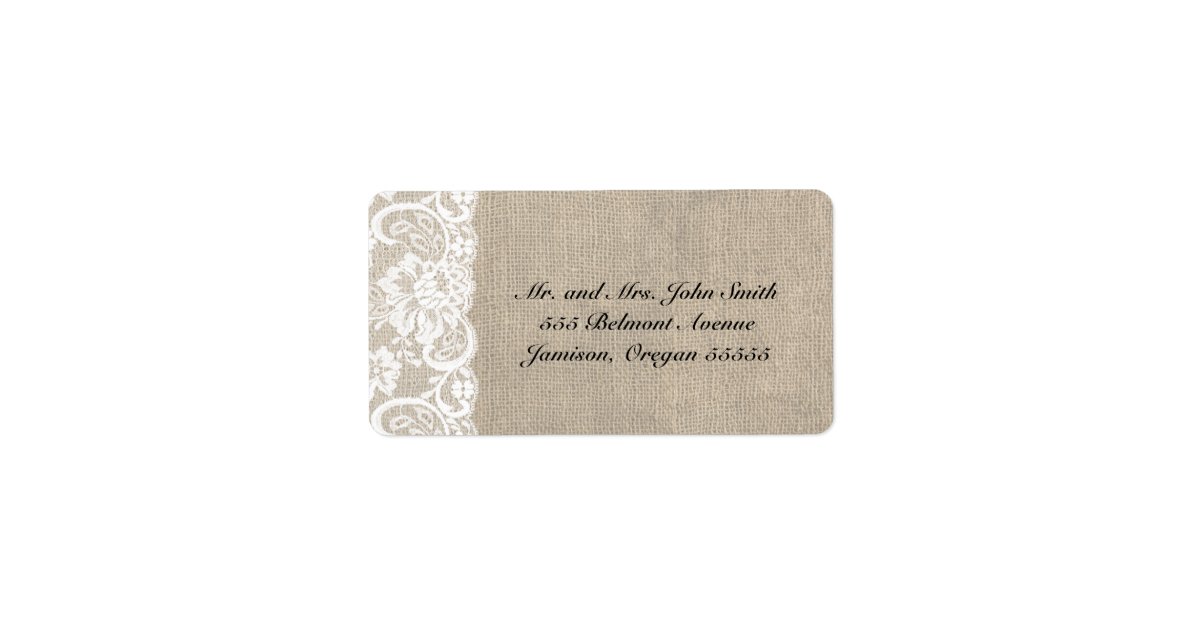 White Lace and Burlap Address Labels | Zazzle