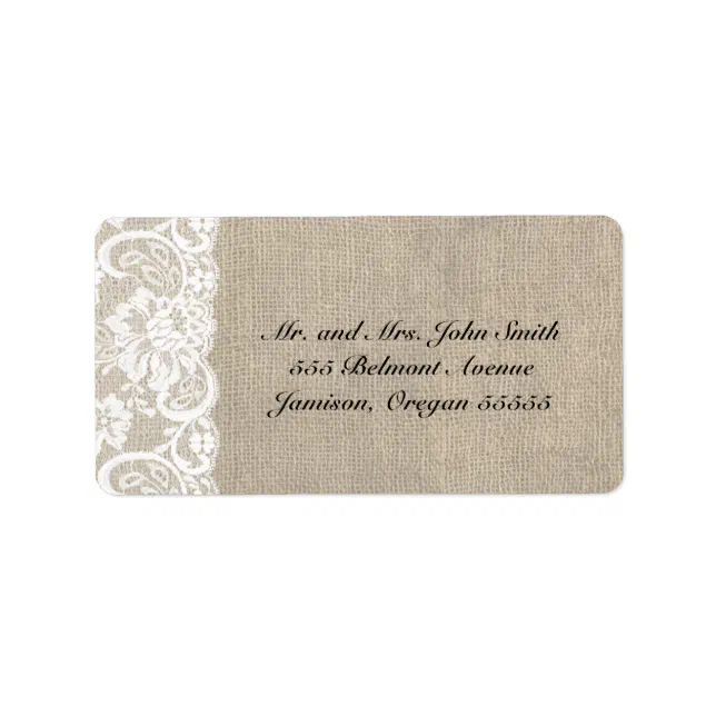 White Lace and Burlap Address Labels | Zazzle