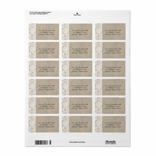 White Lace and Burlap Address Labels | Zazzle