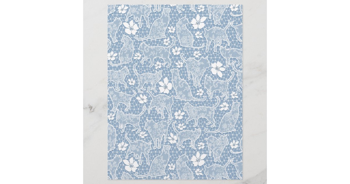 White Lace Cats on Baby Blue Arts & Craft Paper | Zazzle