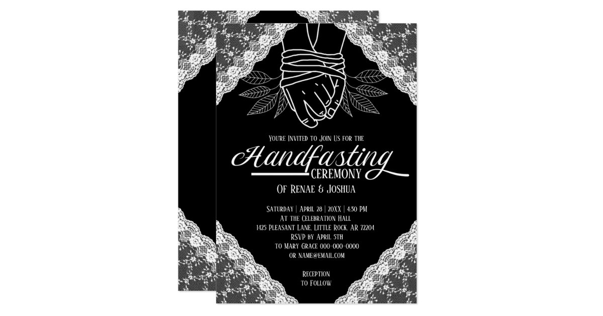 White Lace Handfasting Bound Hands Wedding Invitation | Zazzle.com