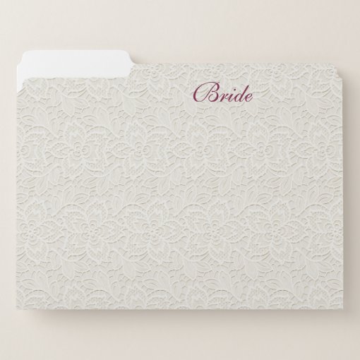 White Lace Look Wedding File Folder | Zazzle