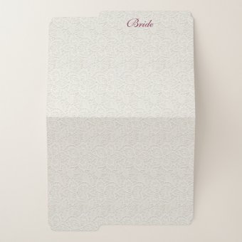 White Lace Look Wedding File Folder | Zazzle
