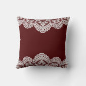 White Lace Maroon Throw Pillow | Zazzle