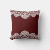 White Lace Maroon Throw Pillow | Zazzle