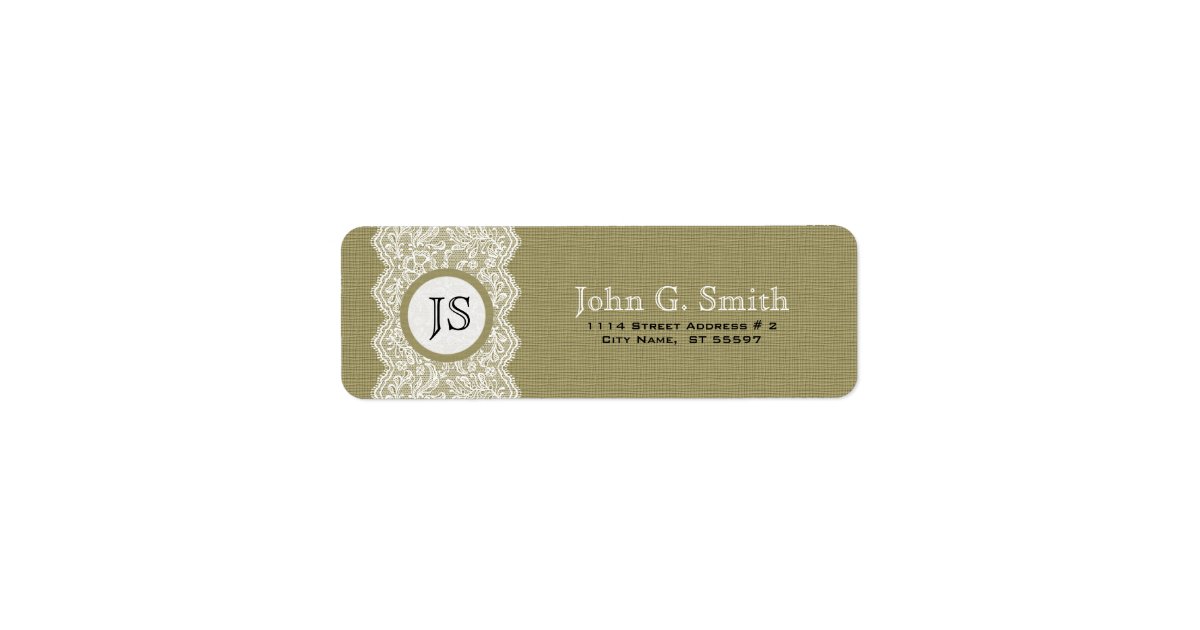 White Lace & Natural Beige Linen Burlap Texture Label | Zazzle