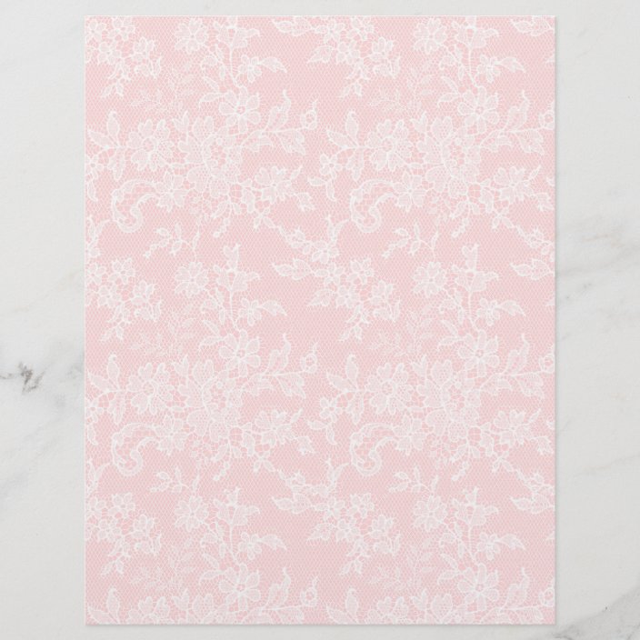 White lace on Pink Arts & Craft Scrapbook Paper | Zazzle.com