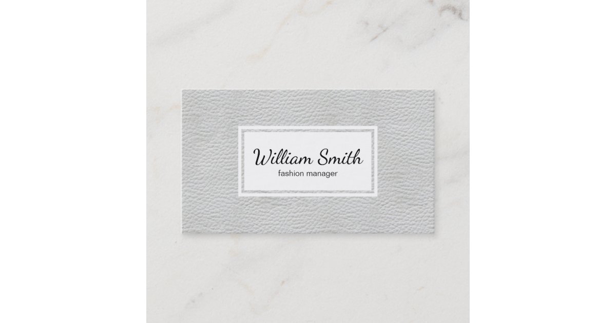 White Leather Texture Business Card | Zazzle