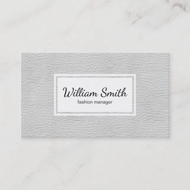 White Leather Texture Business Card | Zazzle