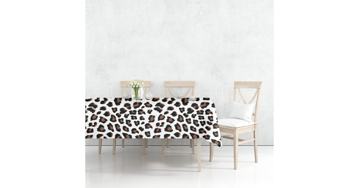 White Leopard Print Tablecloth | Zazzle