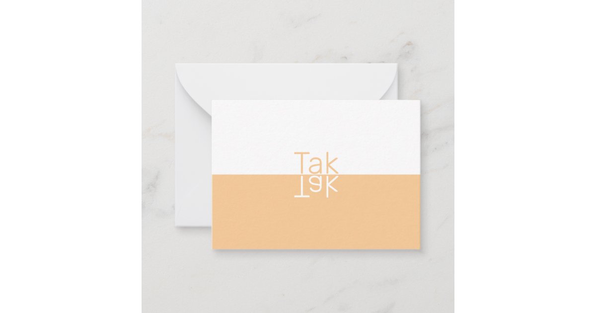 White & Light Orange Modern Danish Thank You Note Card | Zazzle