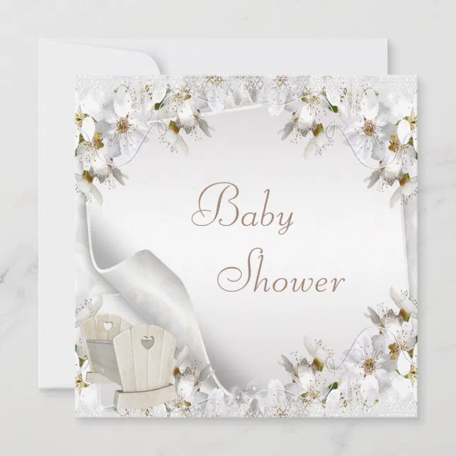 White Lilies and Crib Baby Shower Invitation | Zazzle