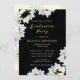White Lilies Black Graduation Invitation Template | Zazzle