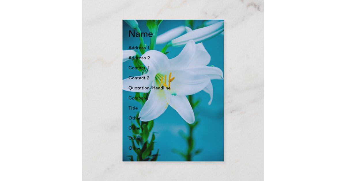 White lily business card | Zazzle