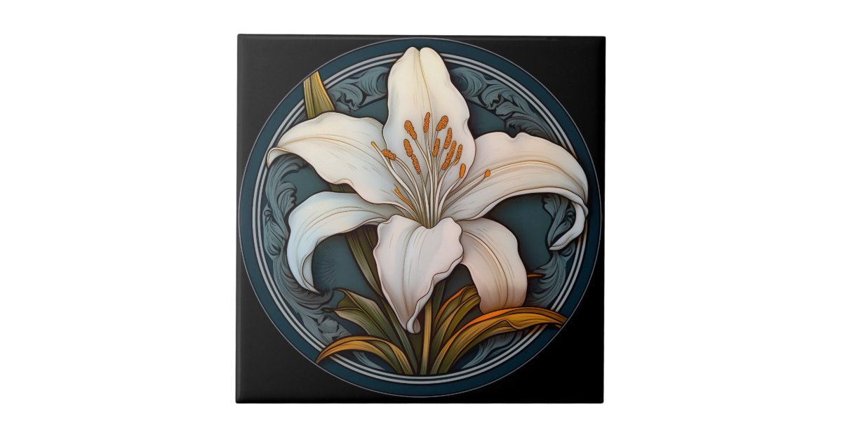 White Lily Ceramic Tile | Zazzle
