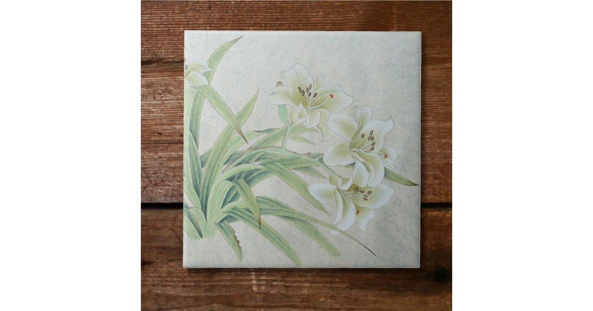 White Lily Ceramic Tile | Zazzle