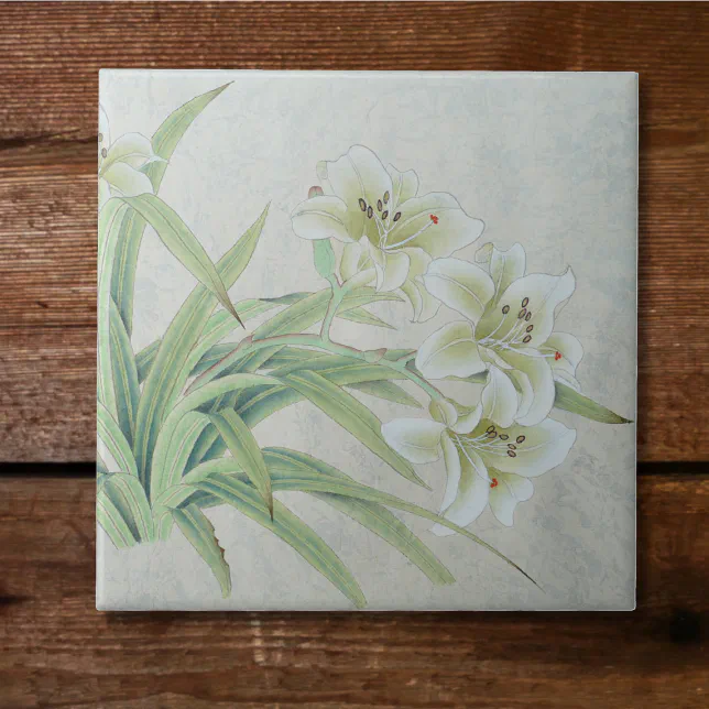 White Lily Ceramic Tile | Zazzle