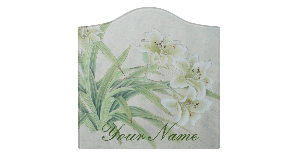 White Lily Door Sign | Zazzle