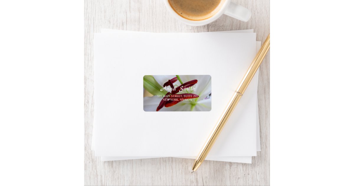 White Lily, flower. Label | Zazzle