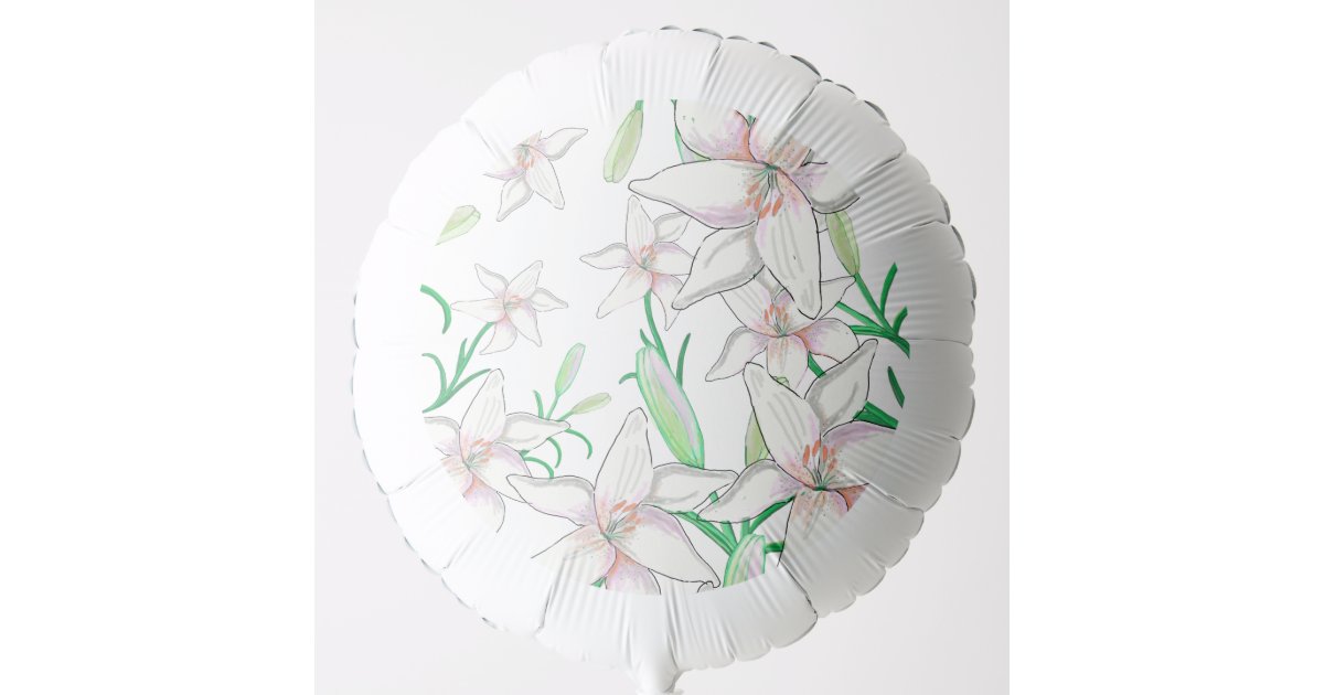 White Lily Illustration Balloon | Zazzle
