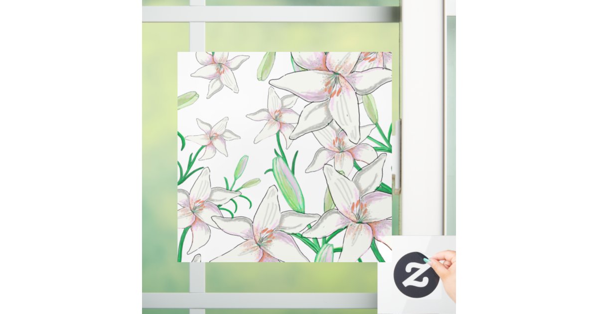 White Lily Illustration Window Cling | Zazzle