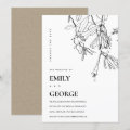 WHITE LINE DRAWING FLORAL CHANGE THE DATE CARD | Zazzle