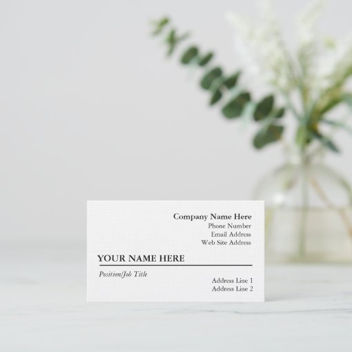 White Linen Business Card | Zazzle
