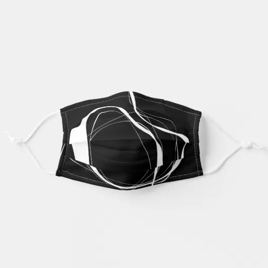 White lines on black adult cloth face mask | Zazzle