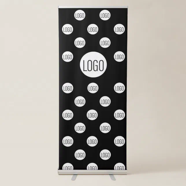 White Logo on black Simple Step and Repeat Retractable Banner | Zazzle