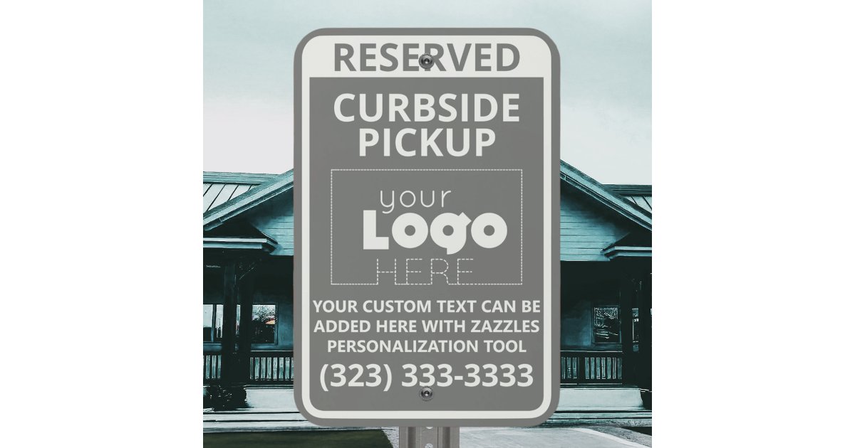 White Logo On Grey Curbside Pickup Parking Only Metal Sign | Zazzle