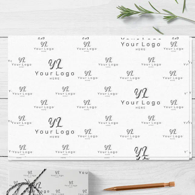 White Logo pattern Business Brand Simple Packaging Tissue Paper | Zazzle
