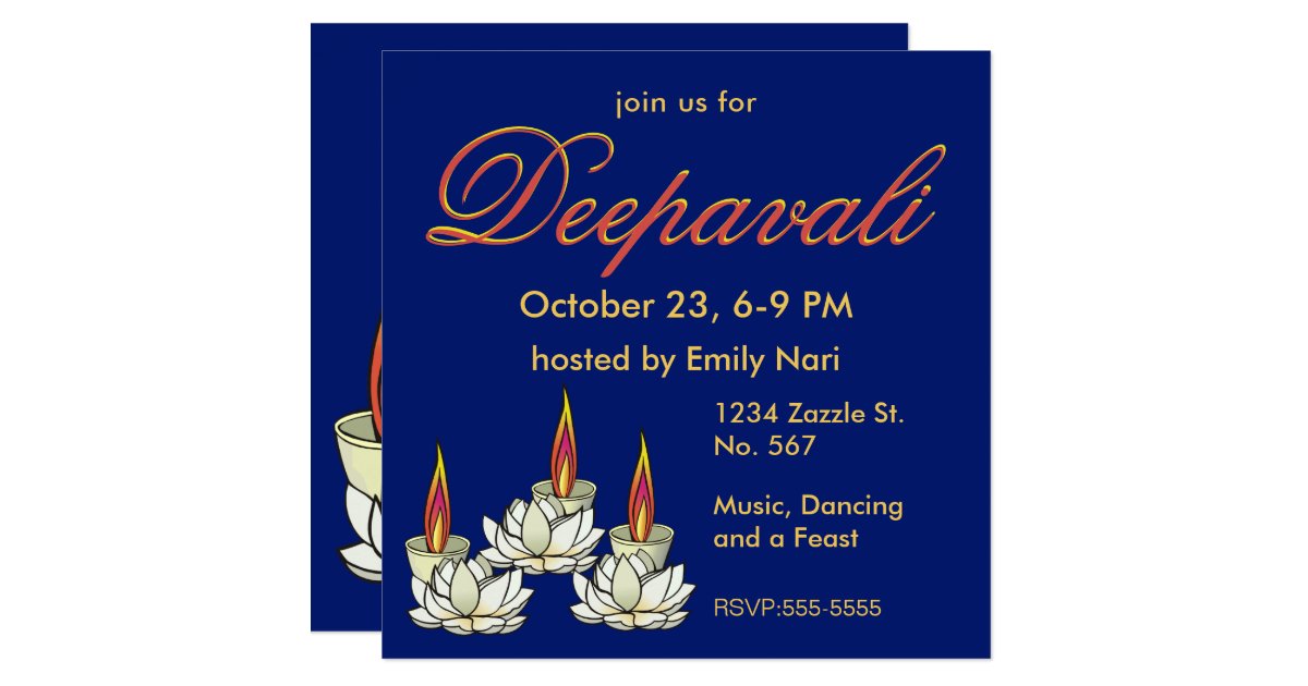 White Lotus & Deepas Diwali Invitation | Zazzle.com