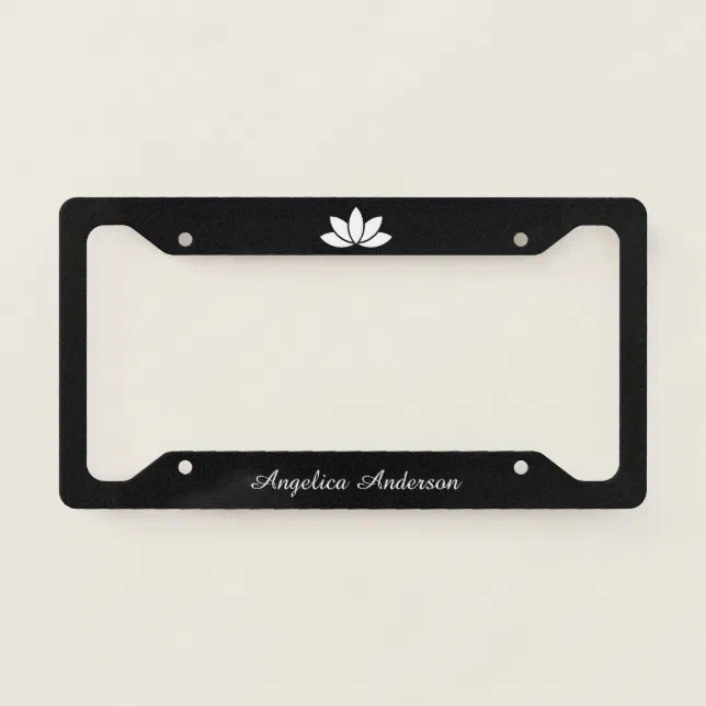 White Lotus Flower License Plate Frame | Zazzle
