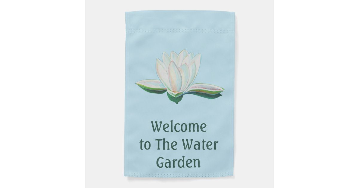 White Lotus Illustration Personalized Garden Flag | Zazzle