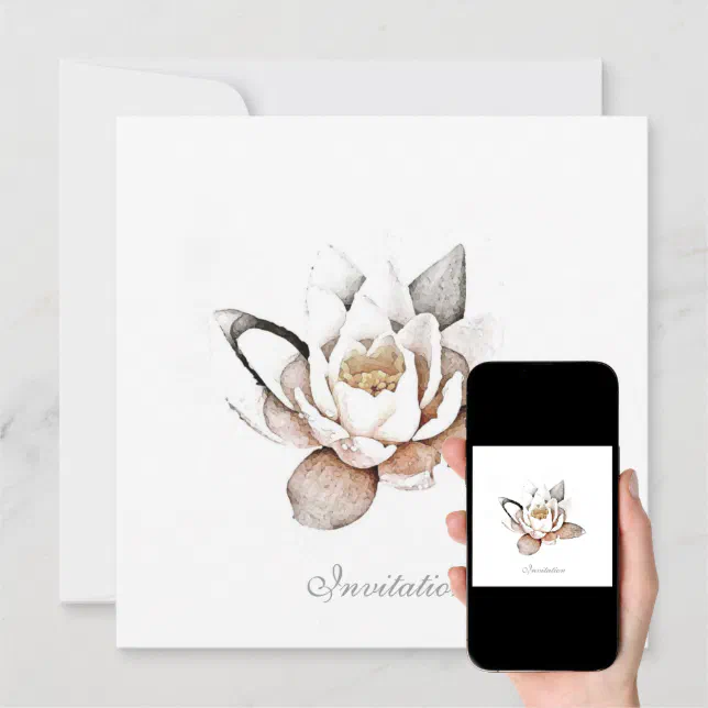 WHITE LOTUS INVITATION CARD | Zazzle