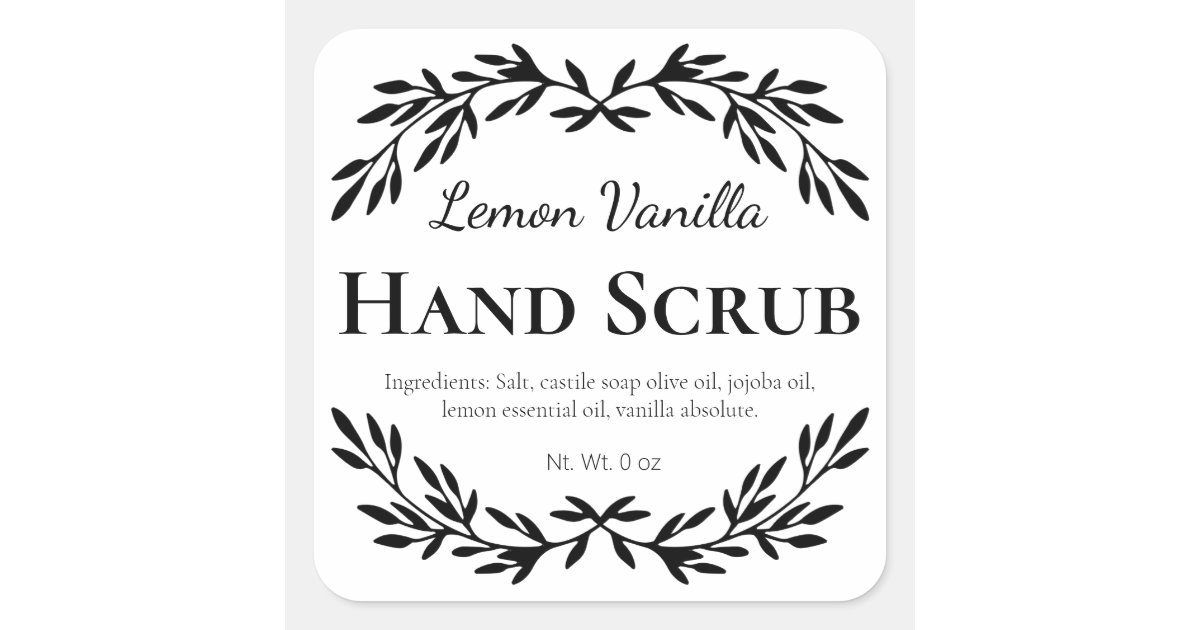White Luxury Homemade Hand Scrub Labels | Zazzle