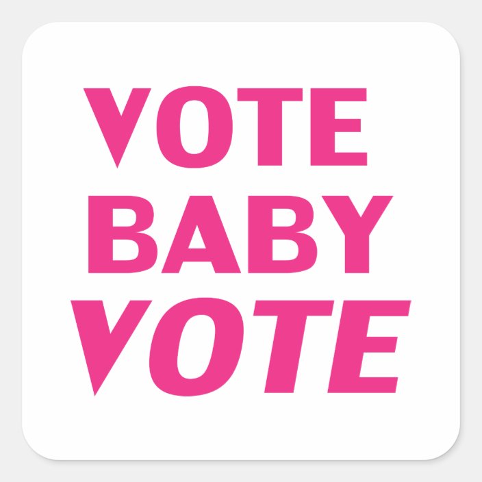 white magenta hot pink "vote baby vote" sticker | Zazzle.com