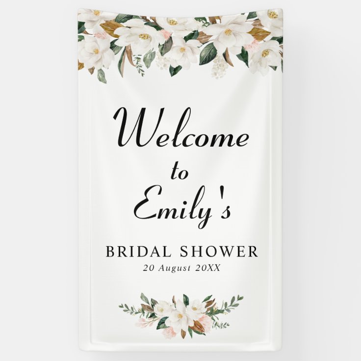 white magnolia floral bridal shower welcome sign | Zazzle